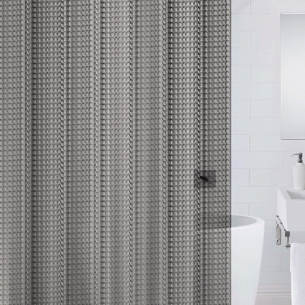 Штора для ванной 3D серый EVA 180x180см, текстурированная, устойчивость к воде