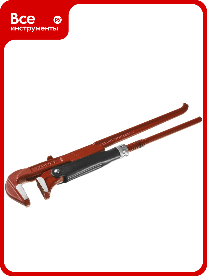 Трубный ключ Зубр рычажный, прямые губки, цельнокованный, № 1, 1" 27314-1 27314-1, красный