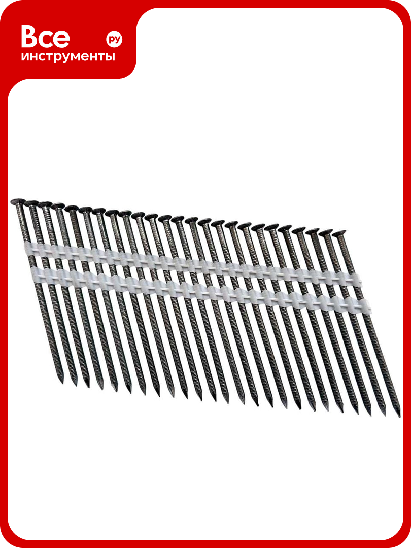Гвозди реечные для пневмопистолета БелГвоздь 21 градус SN21 3,1x90 мм ершенные, 2000 шт SN21.3190.2000 для фиксации шалёвки