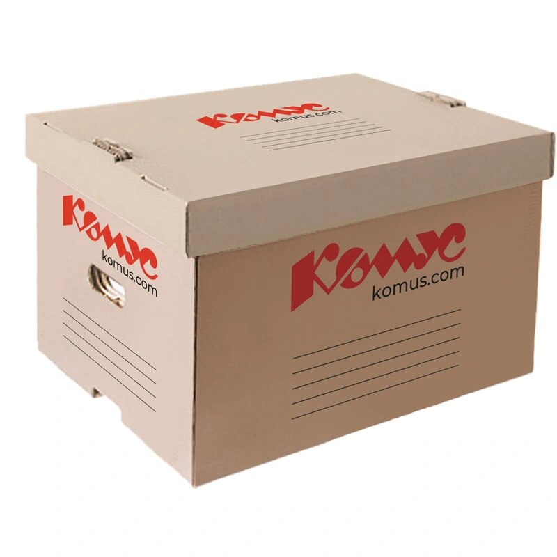 Короб архивный Комус на 6 папок 75мм, надстраив, крышка