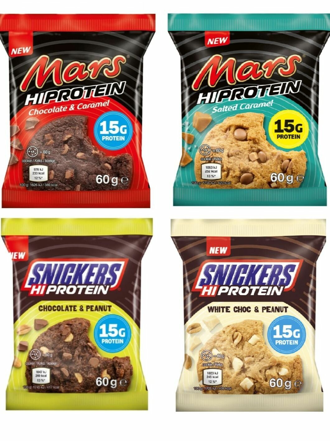 Набор протеиновых печений Snickers и Mars, (4 шт. 60 гр)