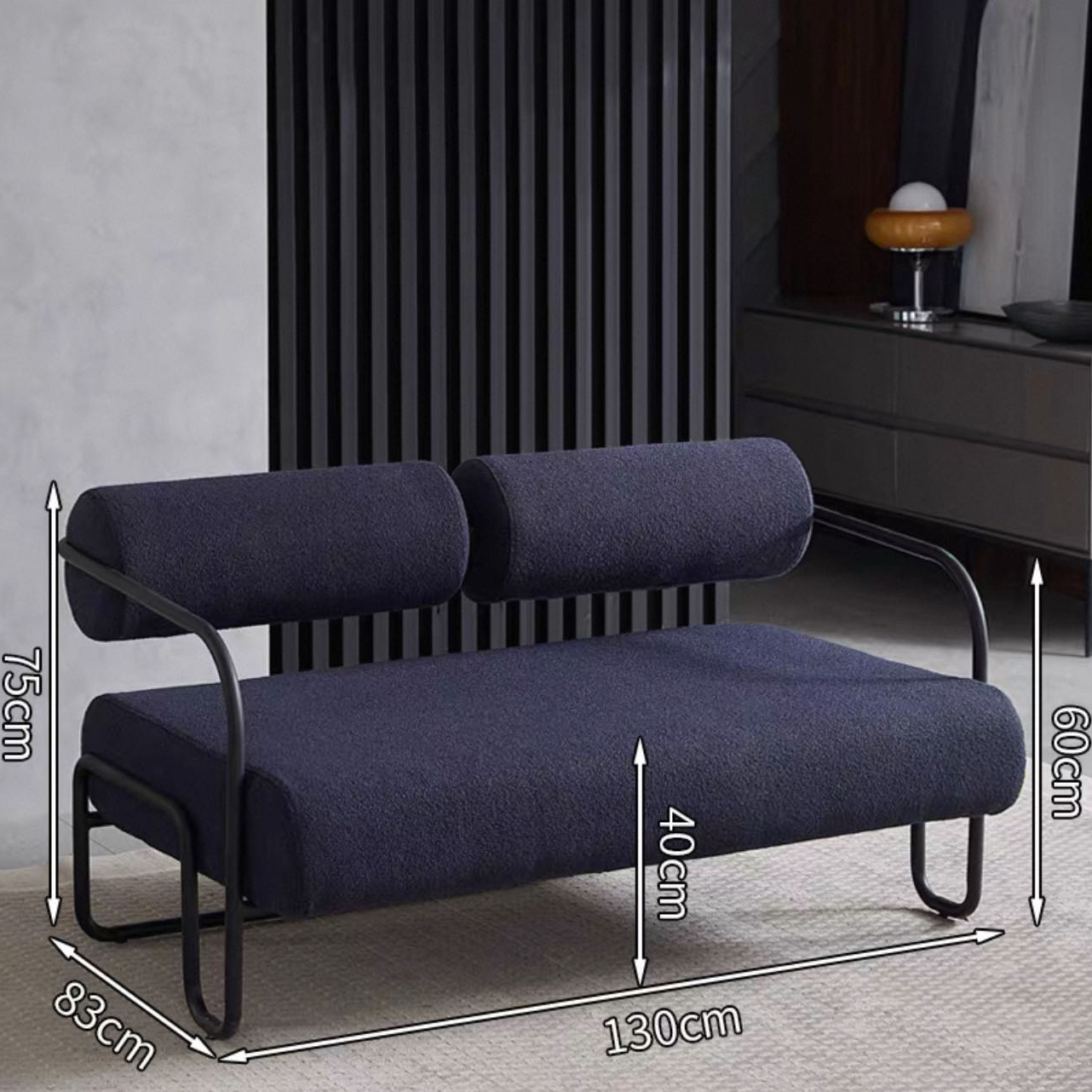 Интерьерный диванчик на металлической основе Guere (синий)