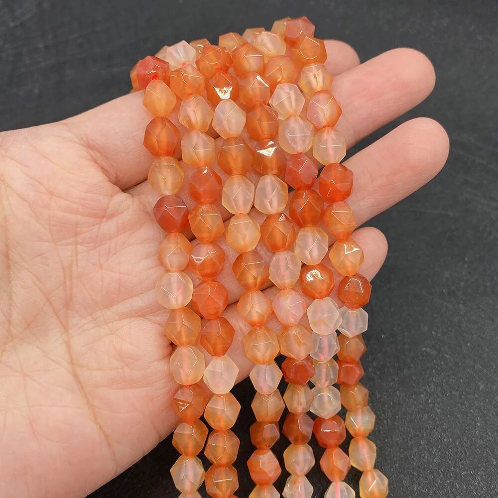 Бусины из агата 6/8/10 мм Оранжевый, 6mm, Natural red agate