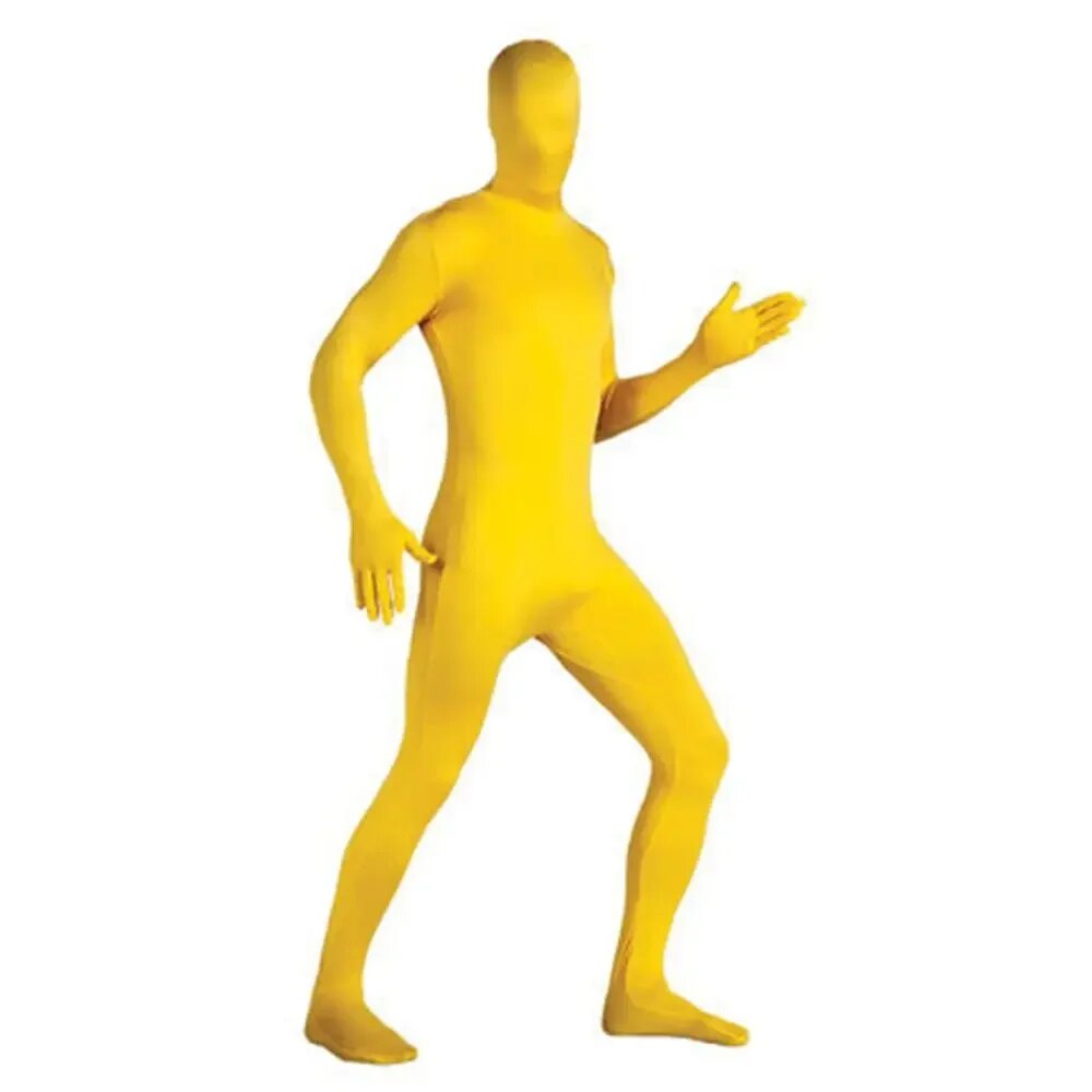Детский и взрослый зентай костюм из полиэстера Желтый, M, Yellow