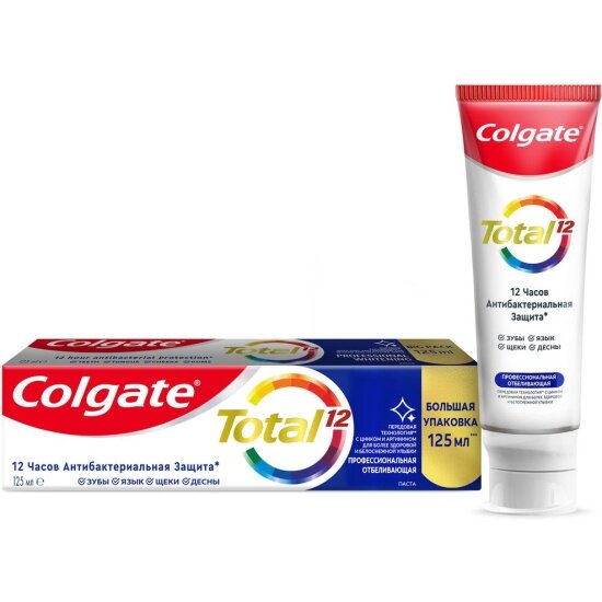 Зубная паста Colgate Профессиональное отбеливание Тотал 12, 125 мл