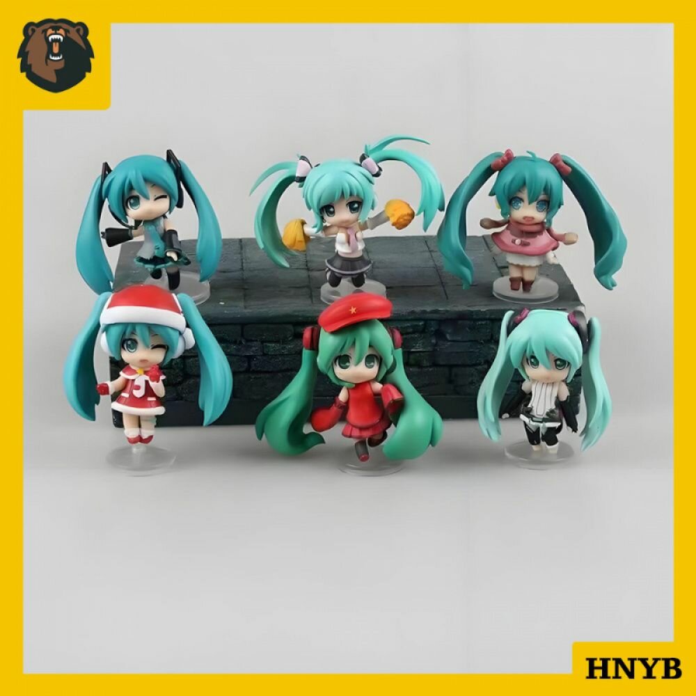 Фигурка вокалоид Мику Хацунэ 6 Шт. / VOCALOID Miku Hatsune 6 Pcs подарок для фаната (9,5 - 13 см)