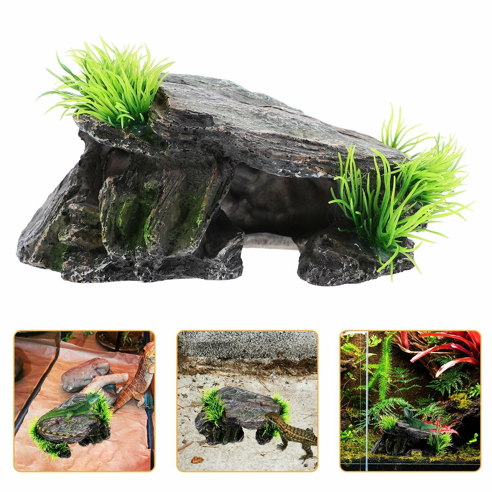 Платформа для лазания для домашних животных, отверстие для купания, для бородатых драконов и водяных черепах, 13.80X7.50X6.50CM