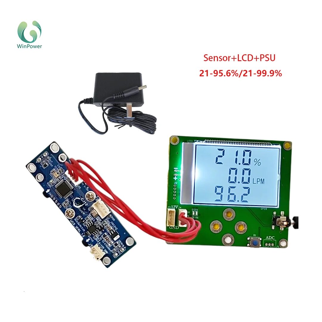 OCS-3FRL1.0 Winpower для вентиляторов и резервуара для кислорода. Обнаружение 0-100% 0-20 л/мин. Ультразвуковой датчик кислорода с компенсацией влажности.