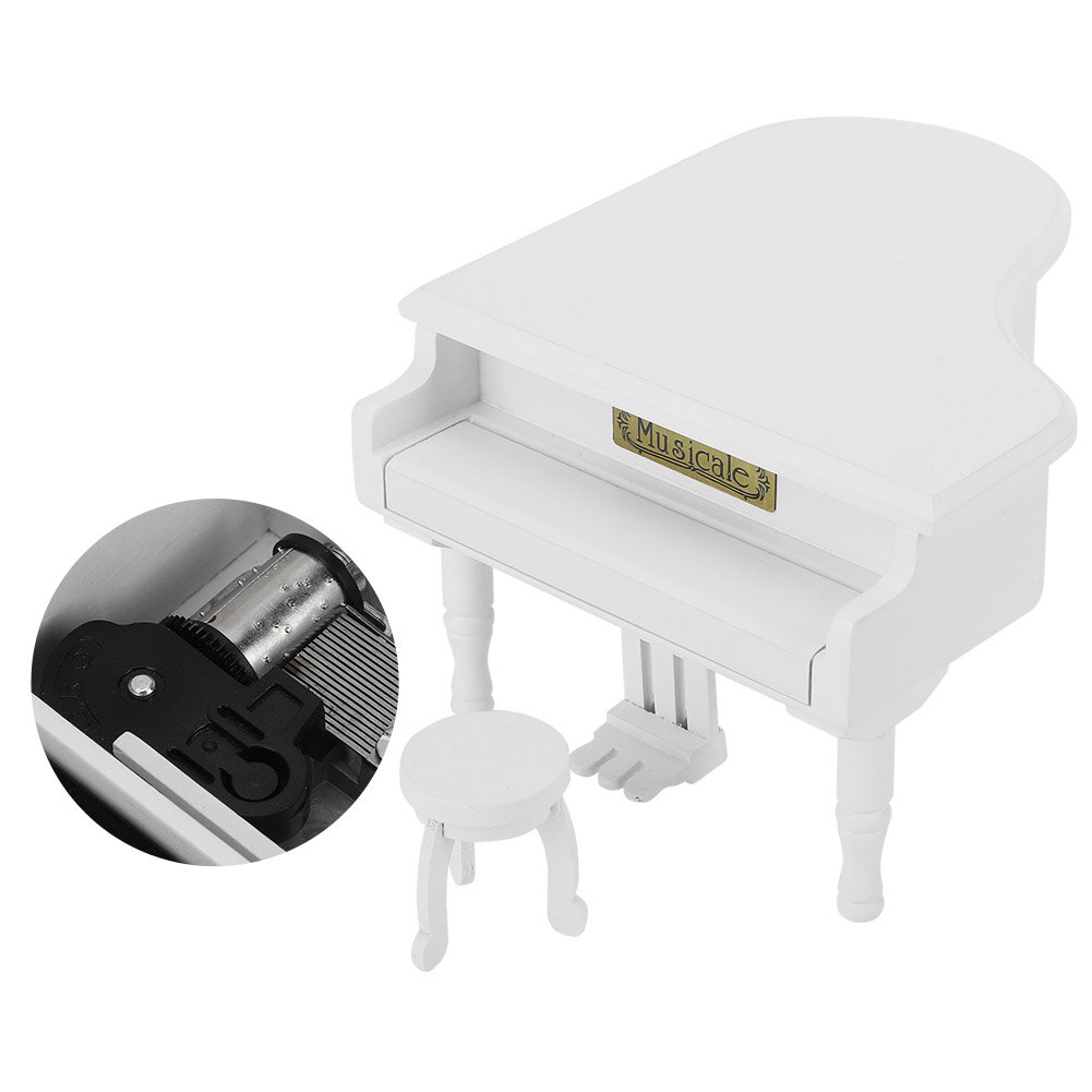 Деревянная модель фортепиано, музыкальная шкатулка для хранения ювелирных изделий, музыкальные шкатулки со стулом, украшение дома, подарок на день рождения