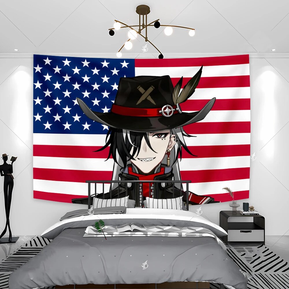 Гобелен Boothill, флаги аниме, художественные постеры, декор для спальни, гостиной, общежития, эстетический настенный гобелен с принтом, баннер, фон, ткань, C, 90x150cm