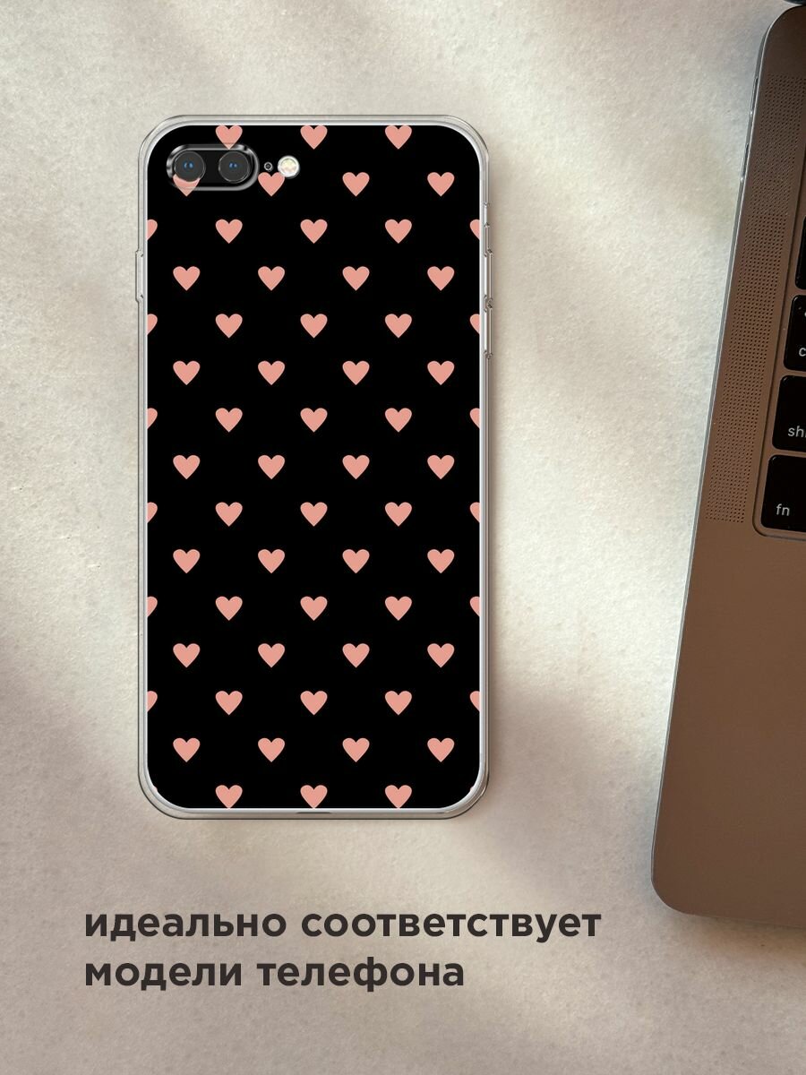 Чехол на Apple iPhone 7 Plus / Айфон 7 Плюс с принтом "Розовые сердечки" — фото 1