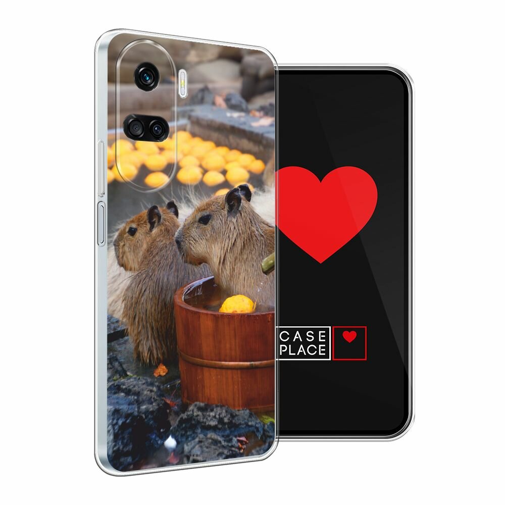 Чехол на Honor 90 Lite / Хонор 90 Лайт с принтом "Капибары отмокают" — фото 1