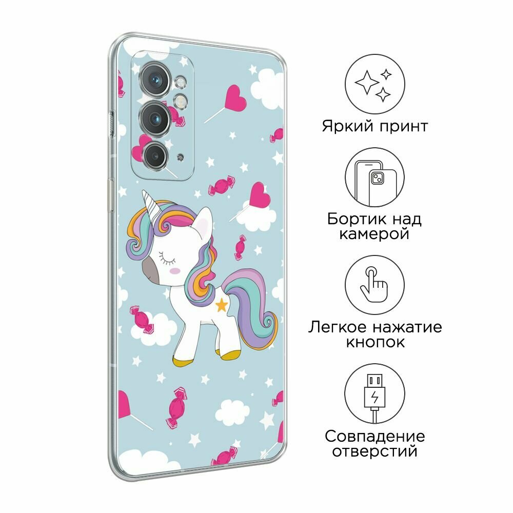 Чехол на OnePlus 9RT / ВанПлас 9RT с принтом "Сладкий единорожек" — фото 1
