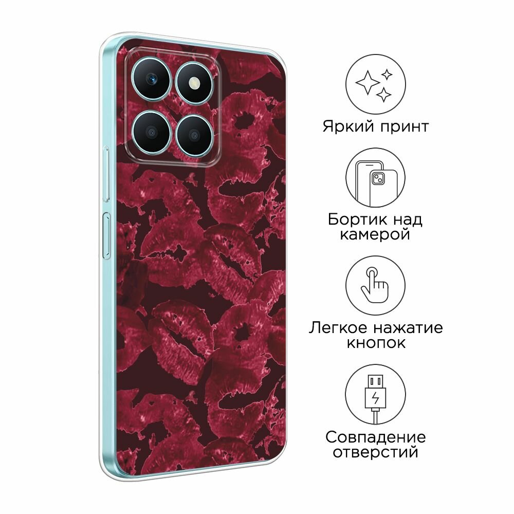 Силиконовый чехол на Honor X6A / Хонор X6A с принтом Помада паттерн 1 — фото 1