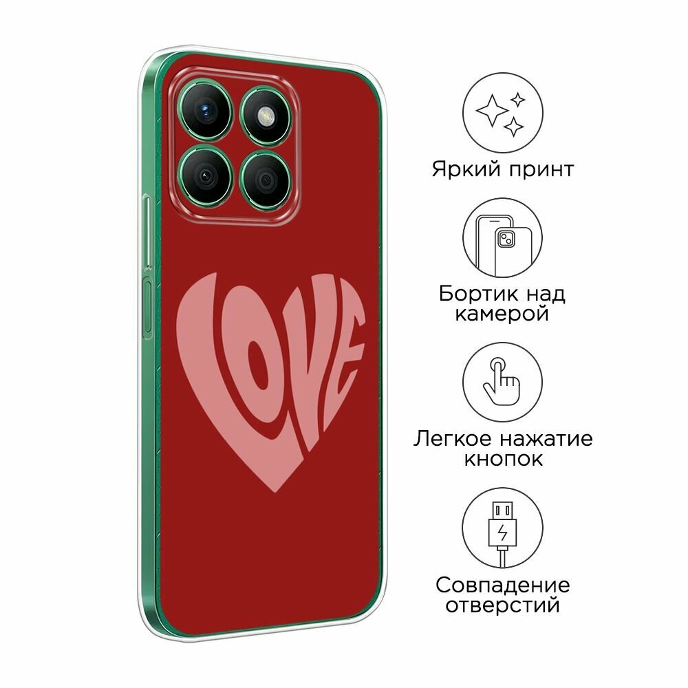 Чехол на Honor X8B / Хонор X8B с принтом "Love heart 1 - 14 февраля" — фото 1