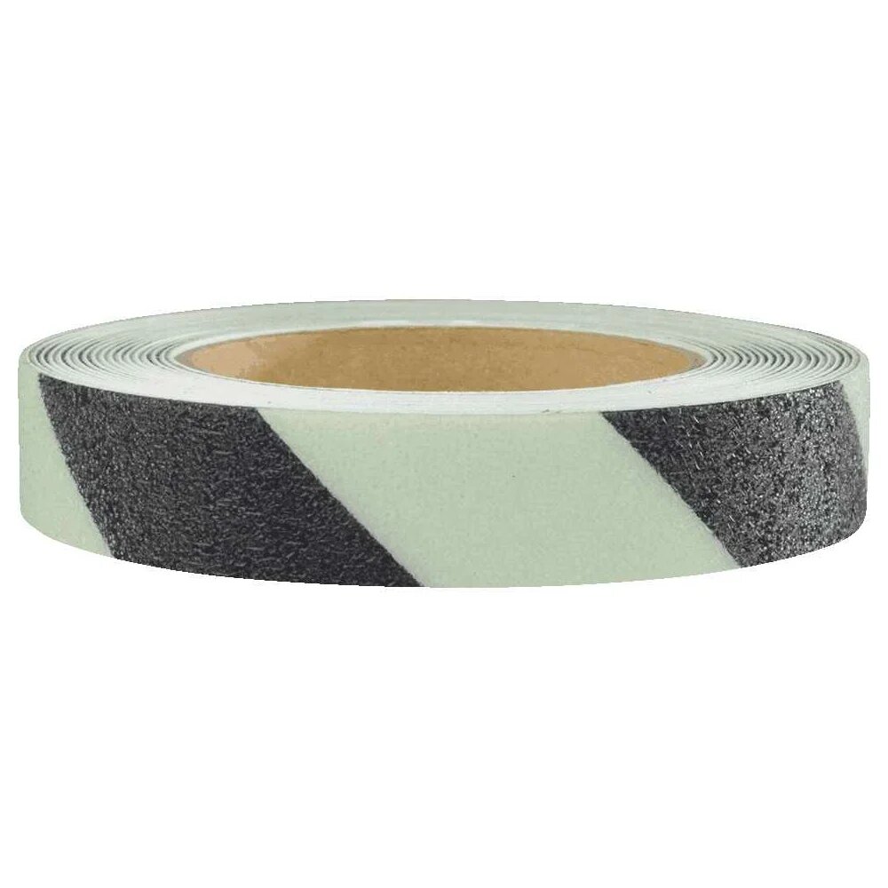 Mehlhose GmbH Противоскользящая лента размер (крупность) абразива 60 Grit фотолюминесцентная черно-белый цвет износостойкость 1 млн шагов 25 мм х 6 м M1XR025060