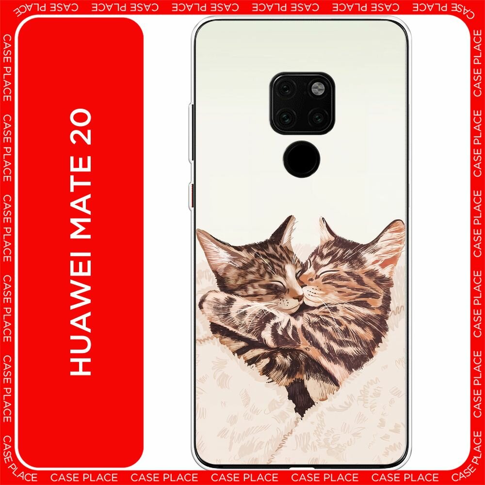 Чехол на Huawei Mate 20 / Хуавей Мате 20 с принтом "Влюбленные котейки - 14 февраля"