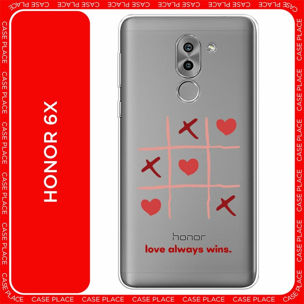 Чехол на Honor 6X / Хонор 6Х с принтом "love always wins - 14 февраля", прозрачный