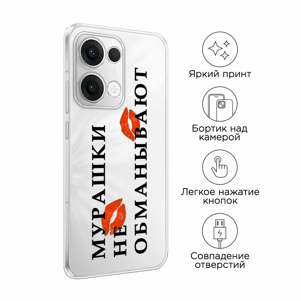 Чехол на Oppo Reno 13 / Оппо Рено 13 с принтом "Мурашки не обманывают 1 - 14 февраля", прозрачный — фото 1