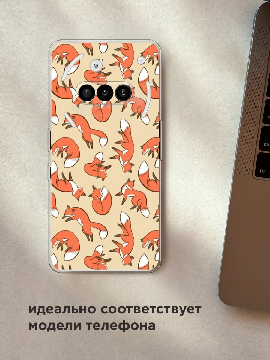 Чехол на Nothing Phone 3a / Нотинг Фон 3а с принтом "Лисички фон" — фото 1