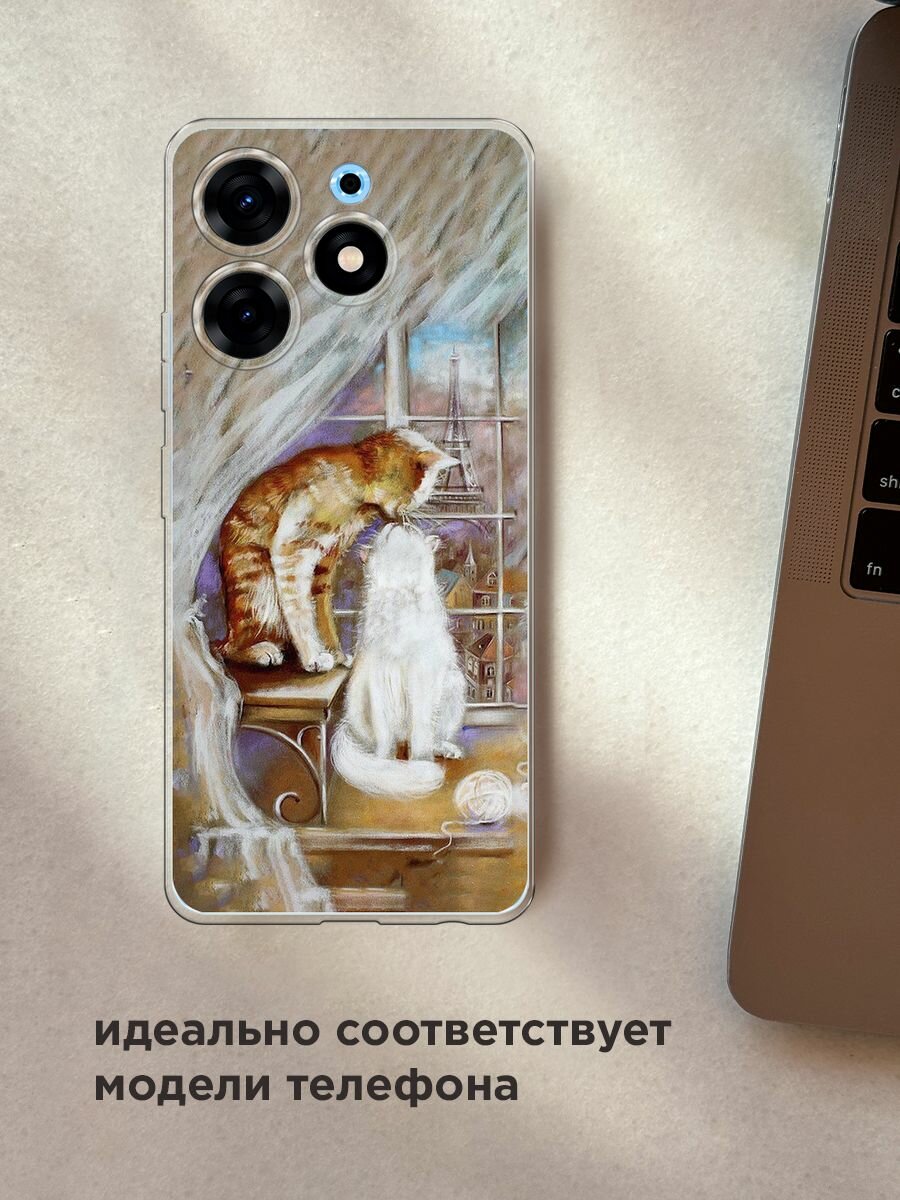 Чехол на Tecno Spark 10 Pro / Текно Спарк 10 Про с принтом "Влюбленные котики 1" — фото 1