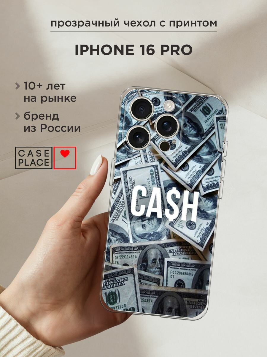 Чехол на Apple iPhone 16 Pro / Айфон 16 Про с принтом "Cash"