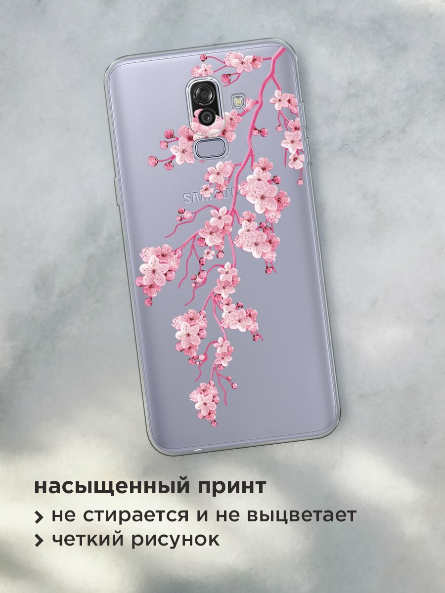 Чехол на Samsung Galaxy J8 / Самсунг Галакси Джей 8 с принтом "Ветка сакуры 2" — фото 1