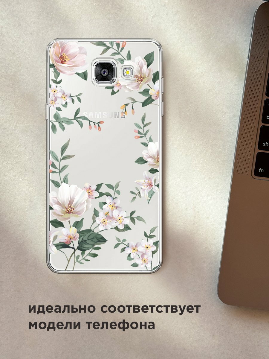 Чехол на Samsung Galaxy A5 2016 / Самсунг Галакси А5 2016 с принтом "Beautiful white flowers", прозрачный — фото 1