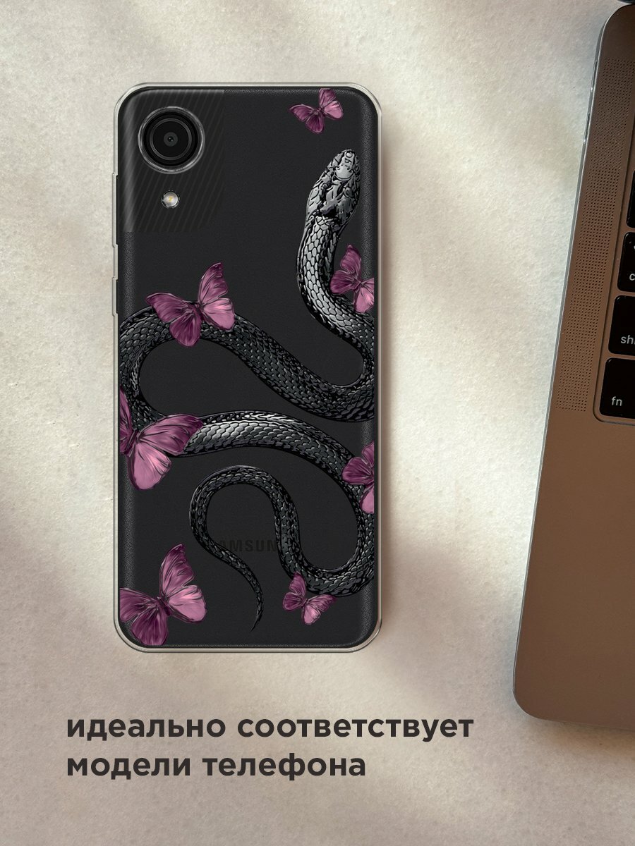 Чехол на Samsung Galaxy A03 Core / Самсунг Галакси А03 Core с принтом "Snake and butterflies 2" — фото 1