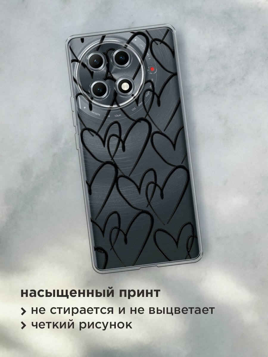 Чехол на Tecno Camon 30S Pro / Текно Камон 30S Про с принтом "Hearts doodle black 1" — фото 1