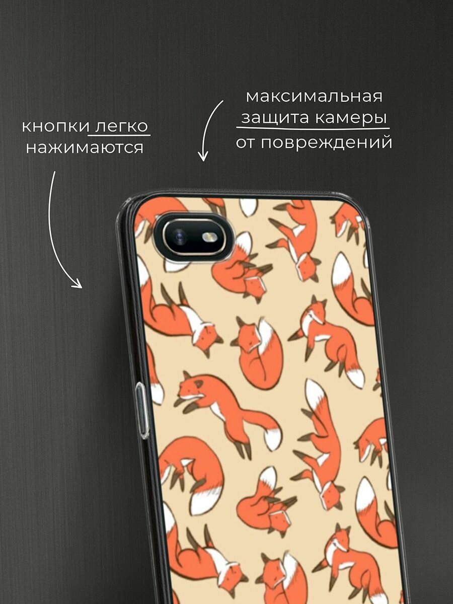 Силиконовый чехол на Oppo A1k / Оппо А1к с принтом "Лисички фон" — фото 1