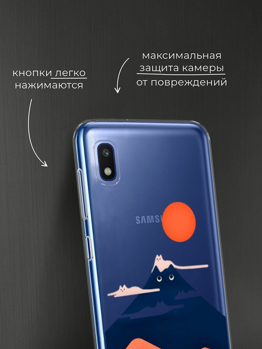 Чехол на Samsung Galaxy A10 / Самсунг Галакси А10 с принтом "Кот-гора", прозрачный — фото 1