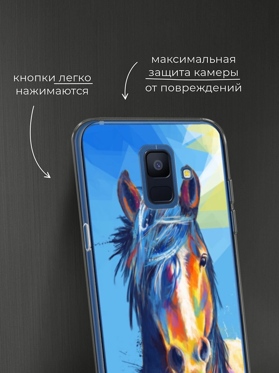 Чехол на Samsung Galaxy A6 / Самсунг Галакси А6 с принтом "Лошадь арт 3" — фото 1
