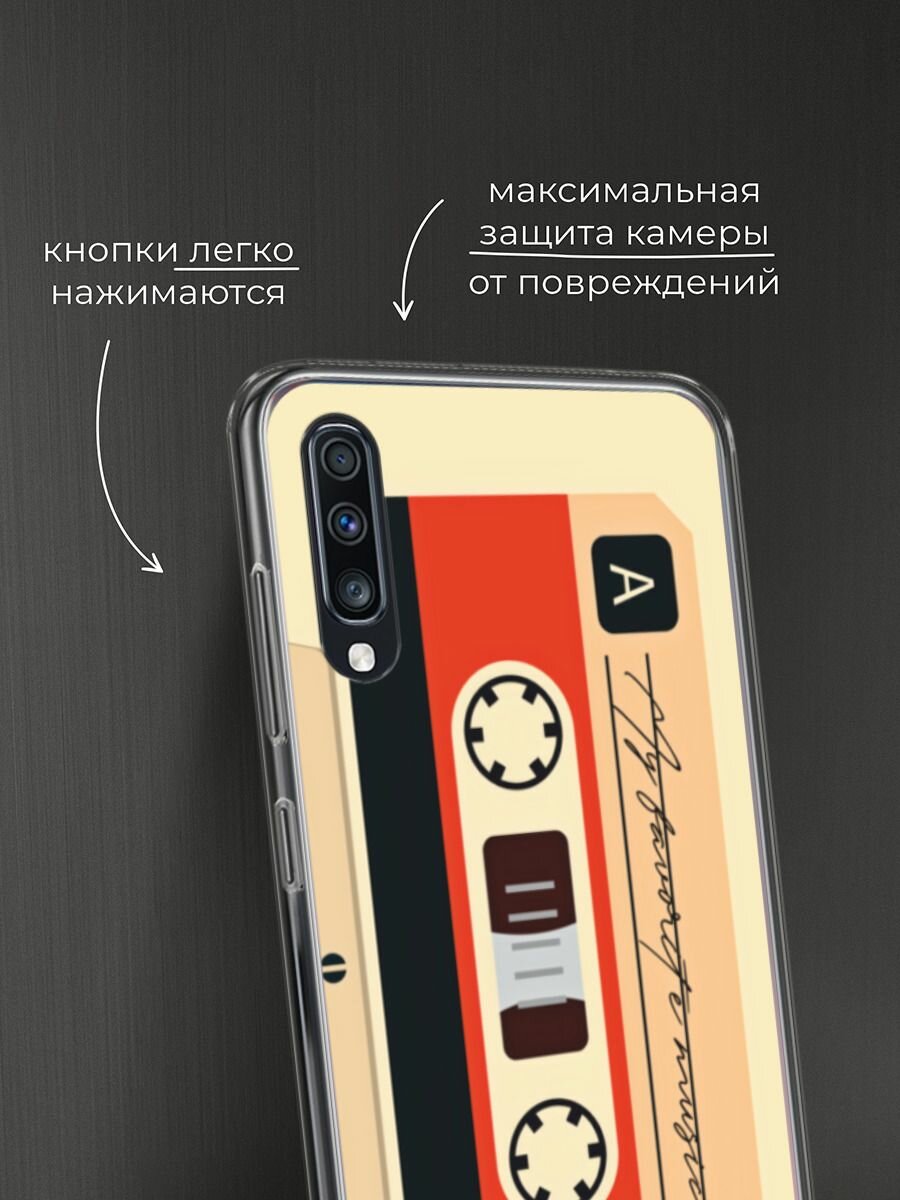 Чехол на Samsung Galaxy A70 / Самсунг Галакси А70 с принтом "Бежевая кассета" — фото 1