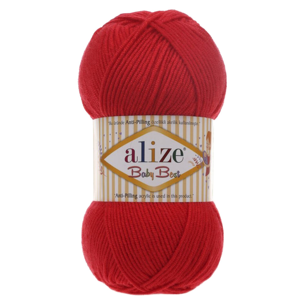 Пряжа для вязания Alize Baby best 56 красный 100 гр/240 м 10% бамбук, 90% антипилинг акрил