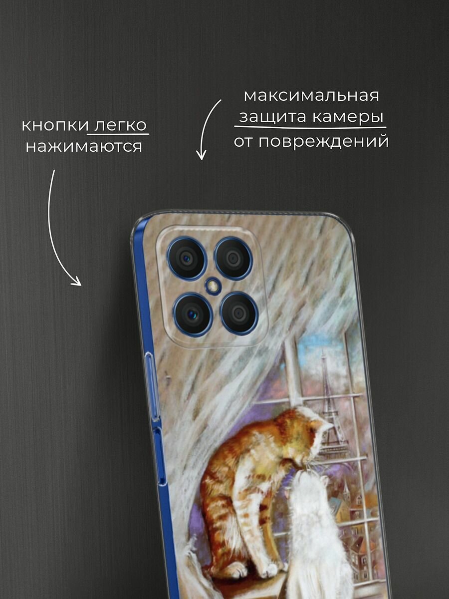 Чехол на Honor X8 / Хуавей X8 с принтом "Влюбленные котики 1" — фото 1