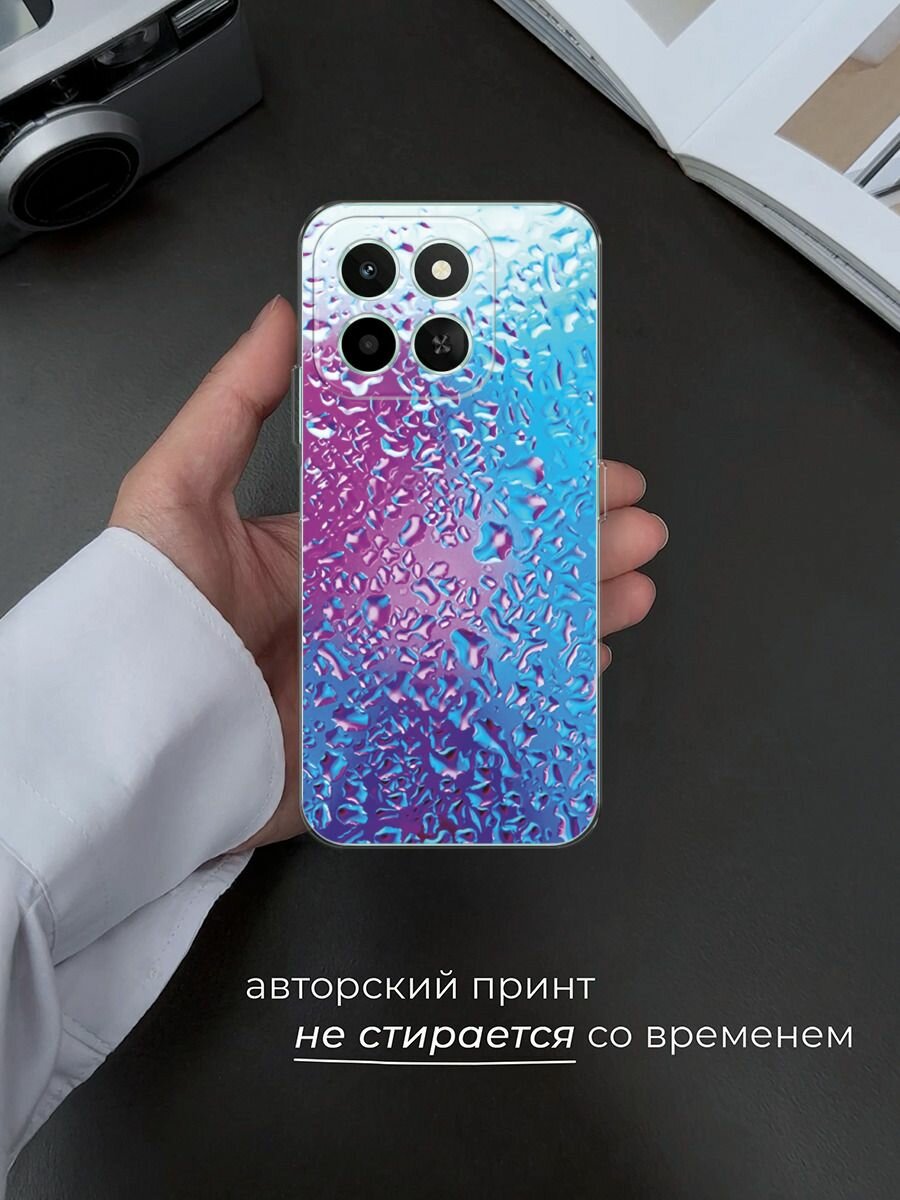 Силиконовый чехол на Honor X6c / Хонор X6c с принтом "Капли на стекле" — фото 1