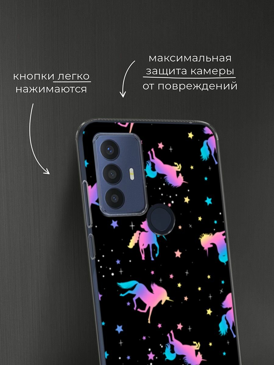 Чехол на TCL 30E/30 SE/305/306 / ТСЛ 30E с принтом "Единороги градиент" — фото 1