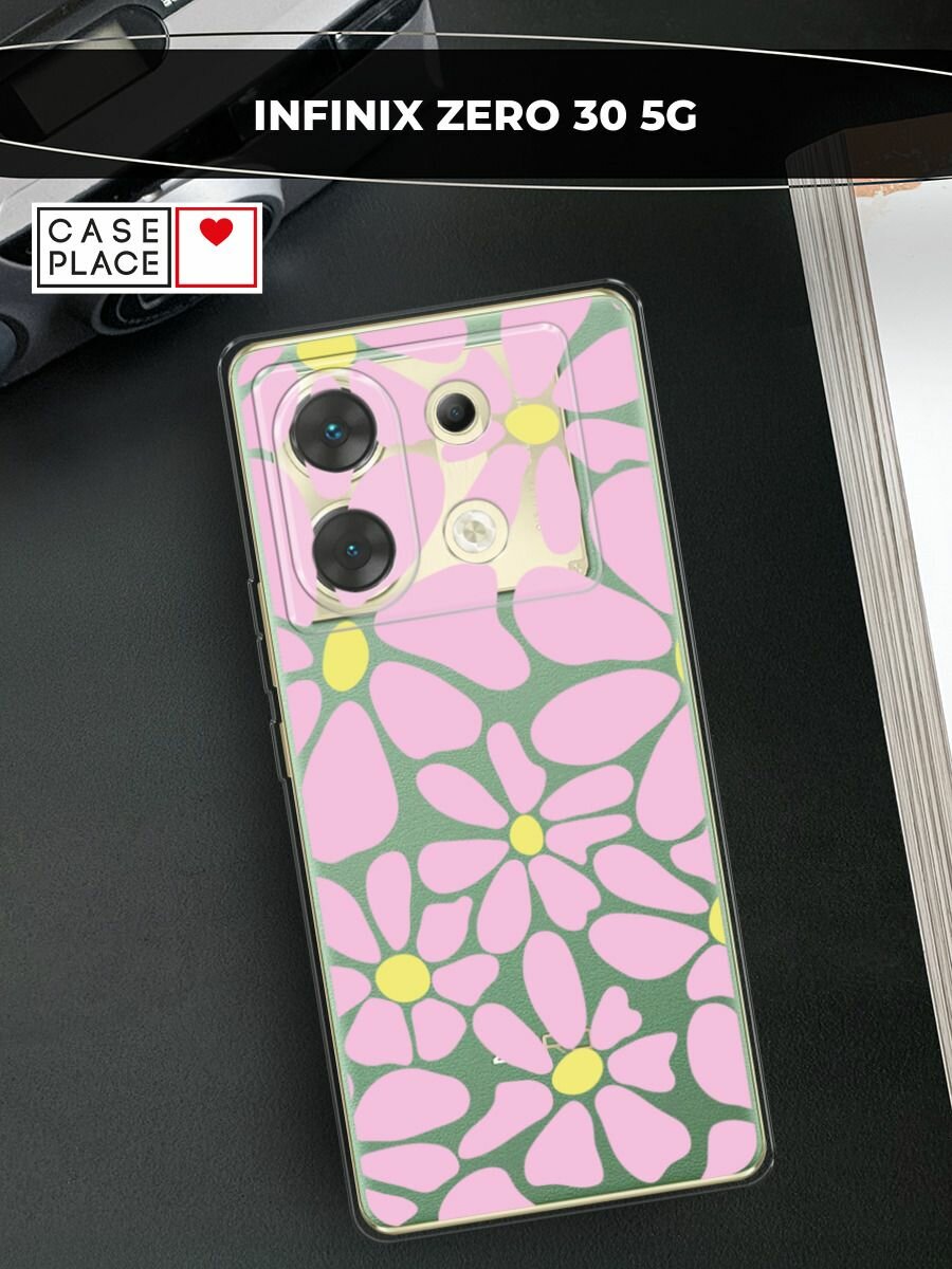 Чехол на Infinix Zero 30 5G / Инфиникс Зеро 30 5G с принтом "Розовые лепестки 2", прозрачный