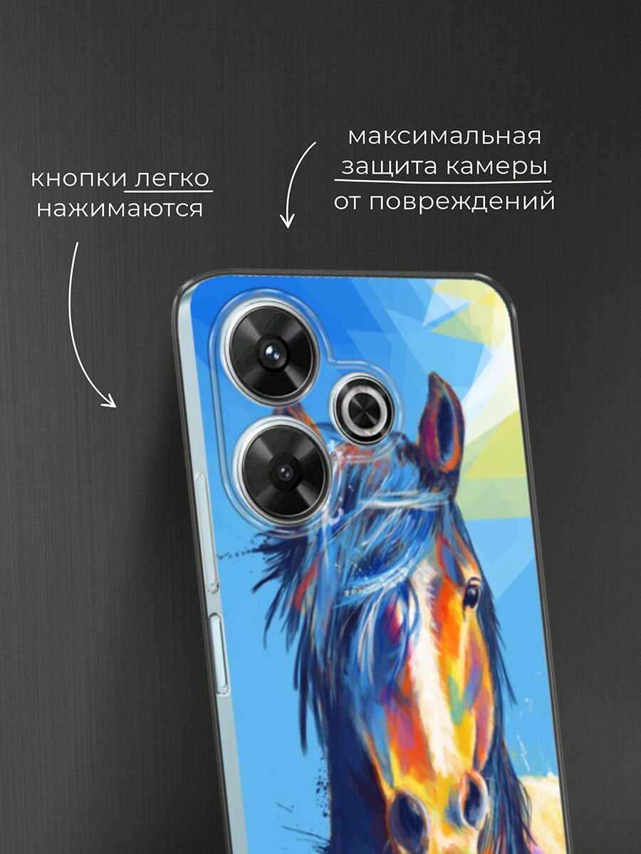 Чехол на Xiaomi Redmi Note 13R/Redmi 13/Poco M6 4G/M6 Plus с принтом "Лошадь арт 3" — фото 1