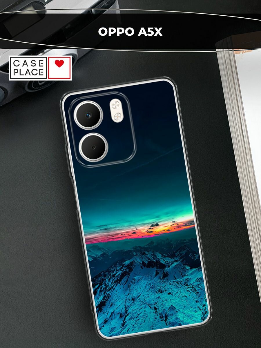 Силиконовый чехол на Oppo A5x / Оппо А5x с принтом "Закат в горах"