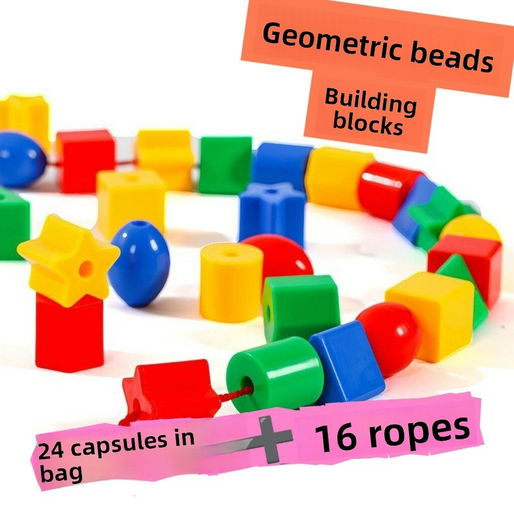 Early childhood bead crafting toy with plastic materials for fine motor skills and visual perception training