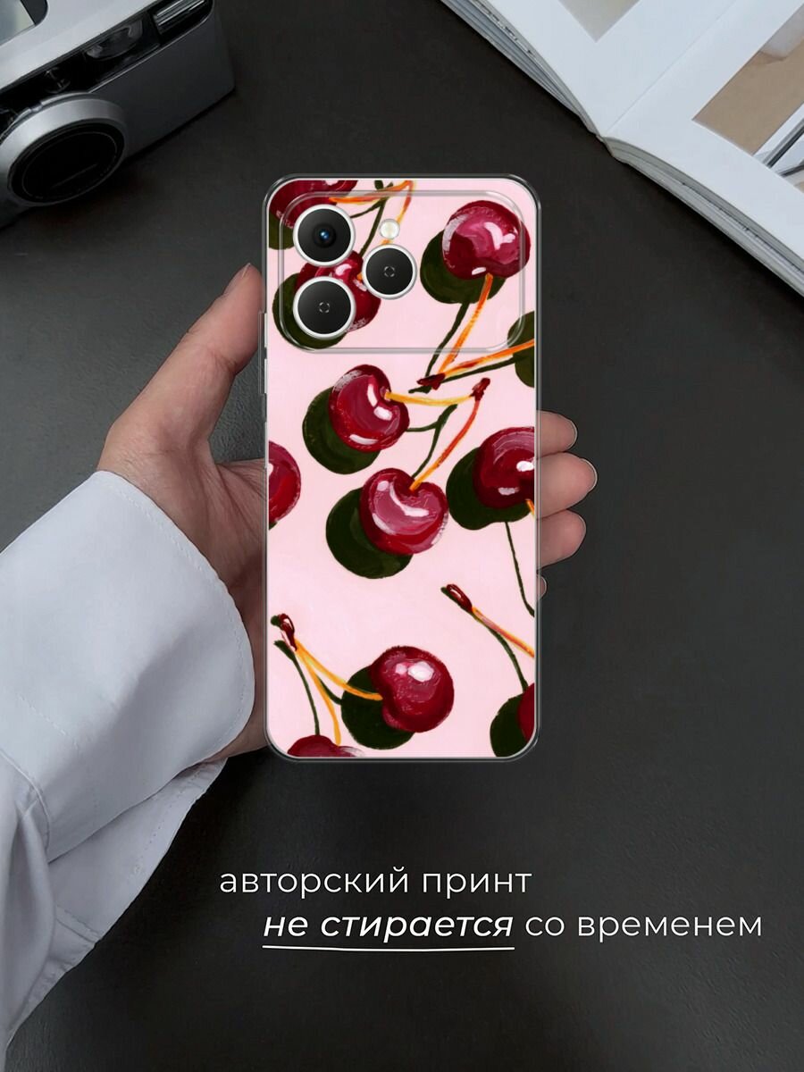 Чехол на Tecno Spark 40 / Текно Спарк 40 с принтом "Нарисованная вишня" — фото 1