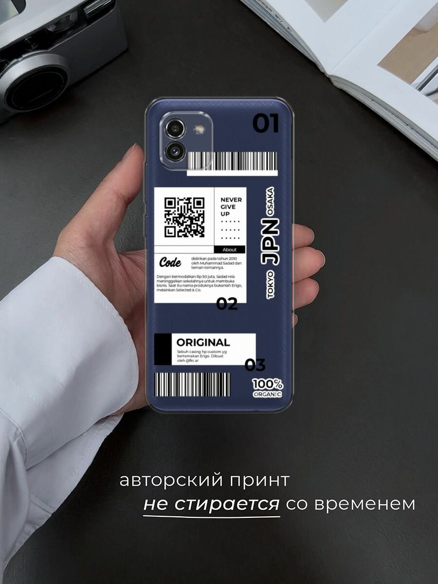 Чехол на Samsung Galaxy A03 / Самсунг Галакси А03 с принтом "JPN", прозрачный — фото 1