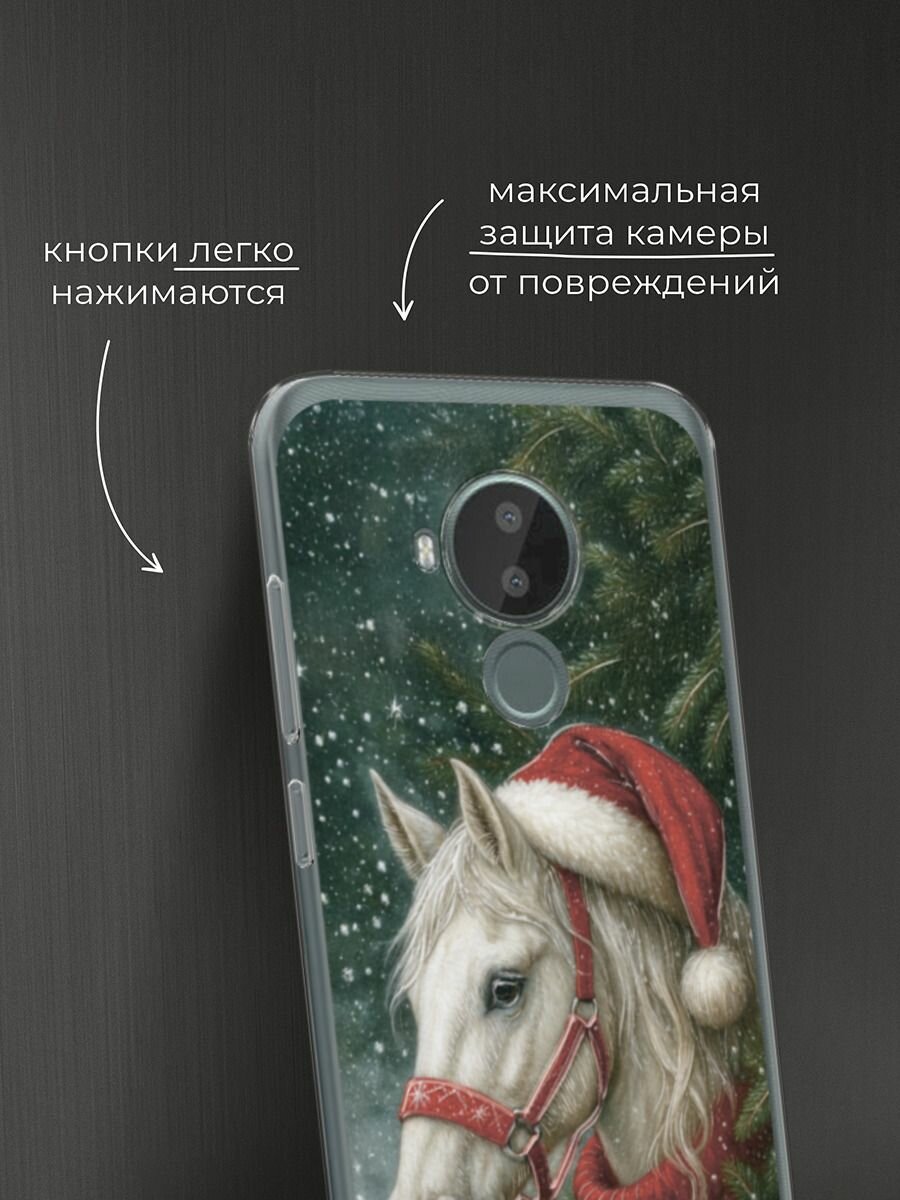 Чехол на Nokia C30 / Нокия C30 с принтом "Белый сказочный конь 2" — фото 1