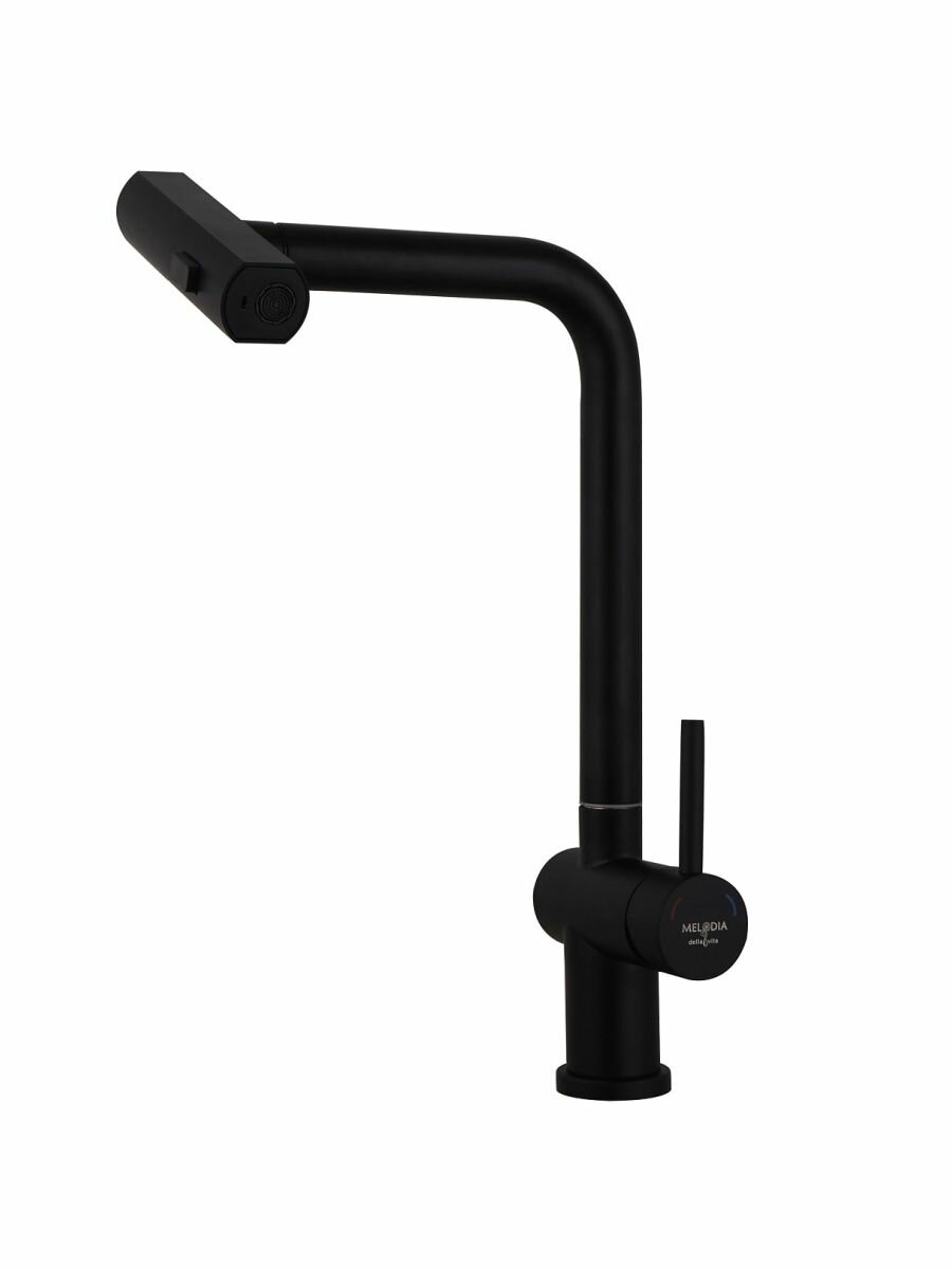 Melodia Della Vita Смеситель кухня MELODIA Perfetto нерж. сталь черный мат. с вытяжн. изливом и лейкой 4в1 MDV30208bk