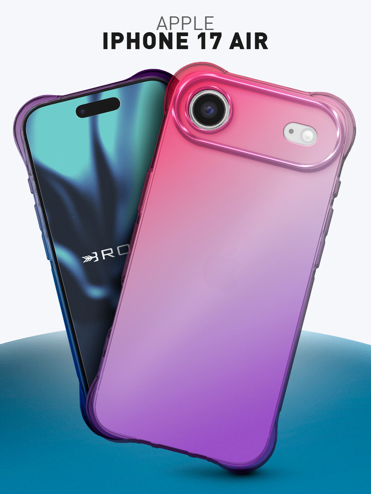 Противоударный силиконовый чехол Rosco на Apple iPhone 17 Air (Айфон 17 Аир), прозрачный розово-фиолетовый