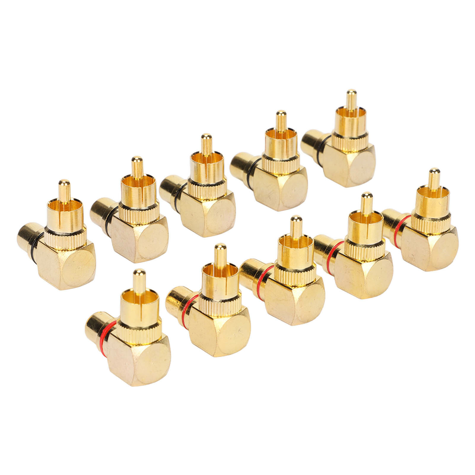 10pcs RCA Прямой угол адаптер мужского до самок медового золота на 90 градусов L Type Adapter Adapter Adapter разъем Adapter