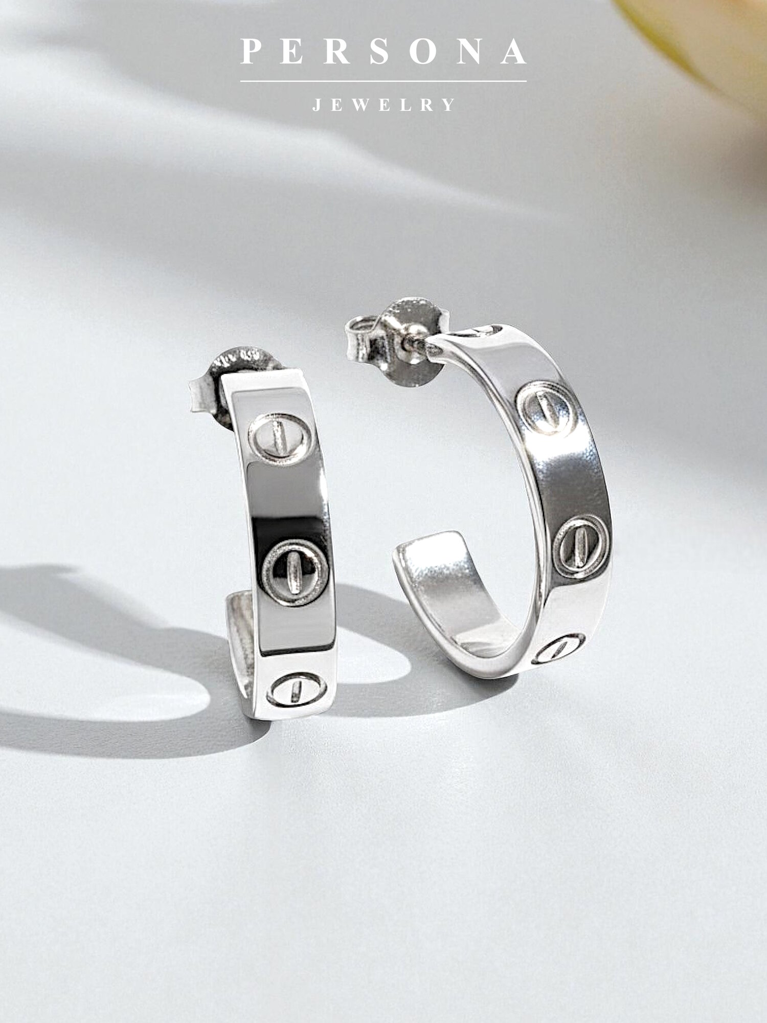 Серьги конго, пусеты, серебро, 925 проба, родирование