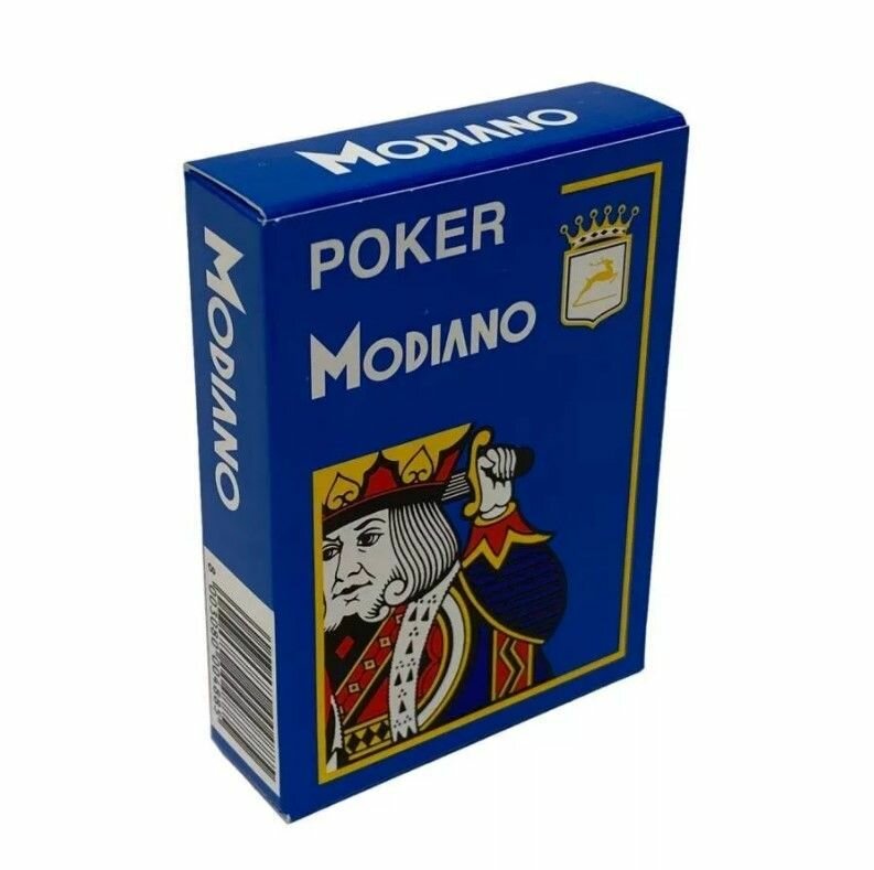 Карты Modiano Poker 100% plastic 4 jumbo index blue